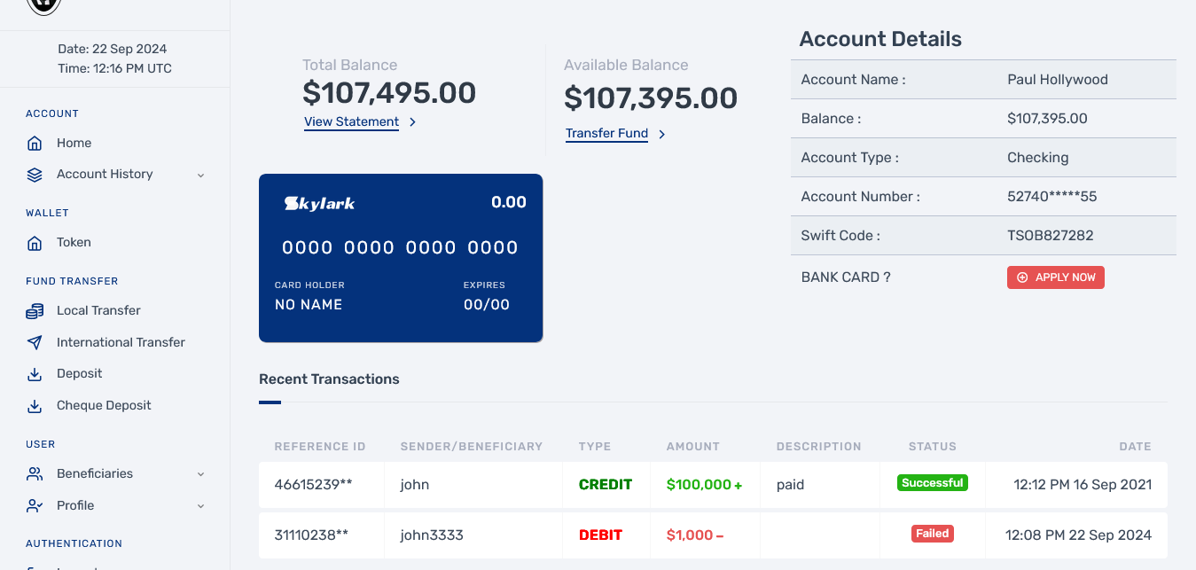 Skylark Pro Php Based Online Banking Script With Token Extractor Premium Scripts Templates